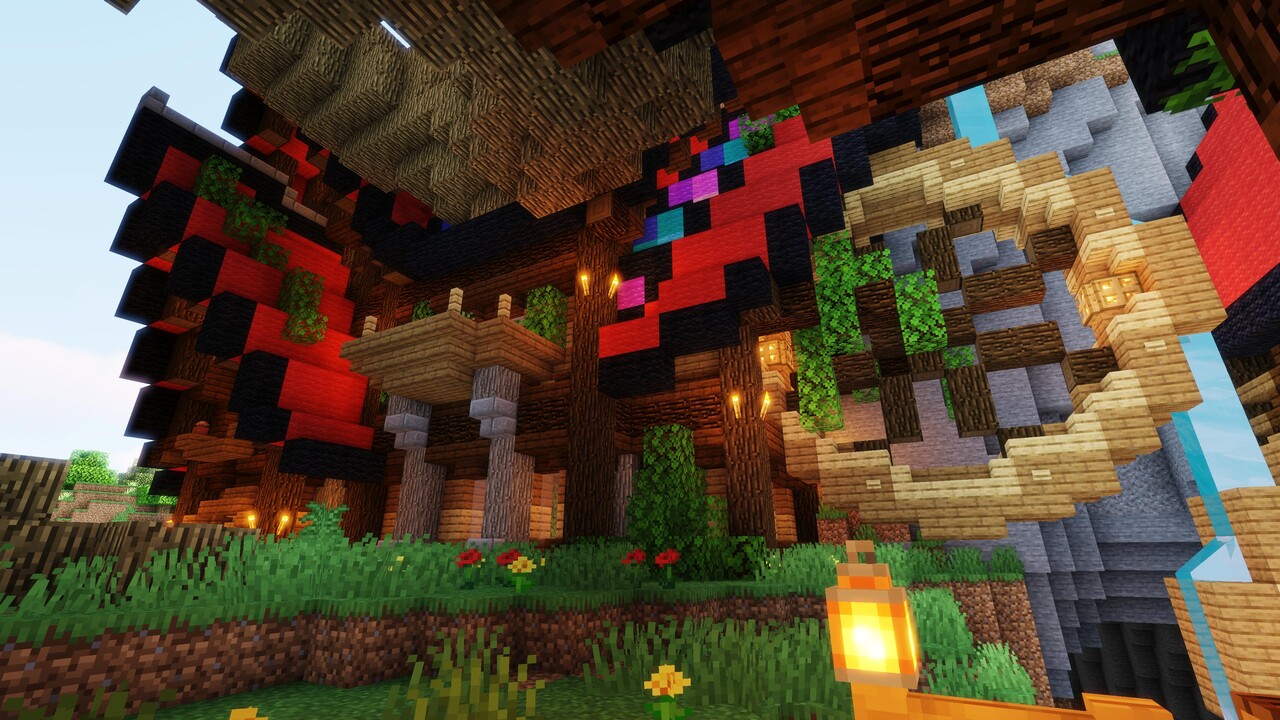 Deep Spring Houses, Tower, Ancient Tree + Timelapse Minecraft Map