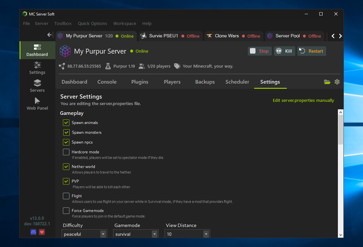 MC Server Soft // Server Manager for Windows Minecraft Mod