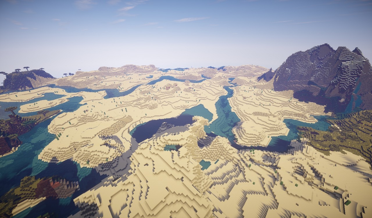 AMAZING MAP!! rivers, many temples, giant desert!! Minecraft Map