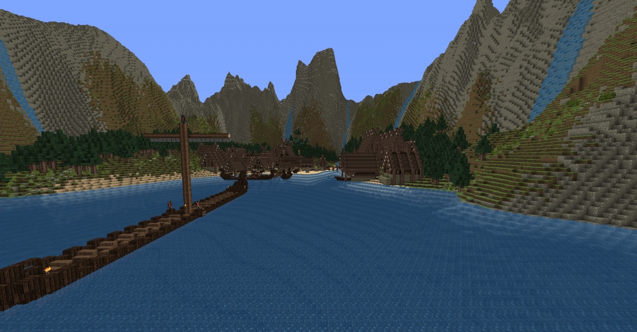 Viking village in a fjord Minecraft Map