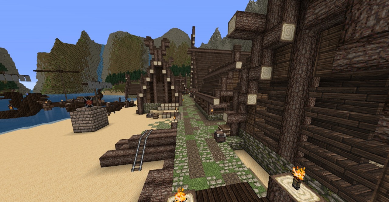 Viking village in a fjord Minecraft Map