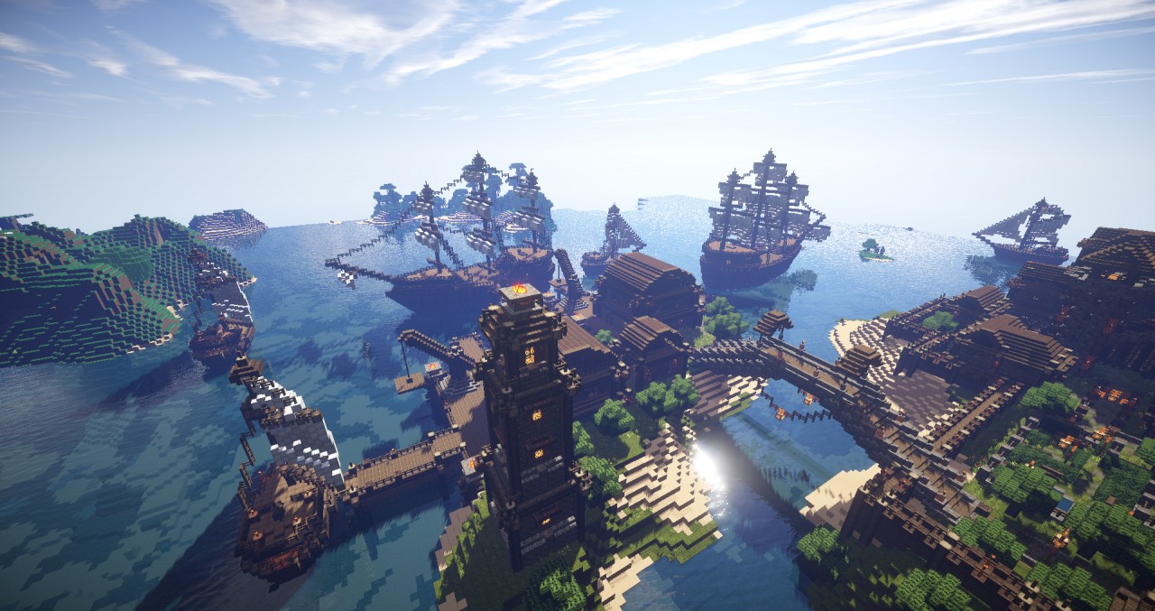 Port city of Riverguard Minecraft Map
