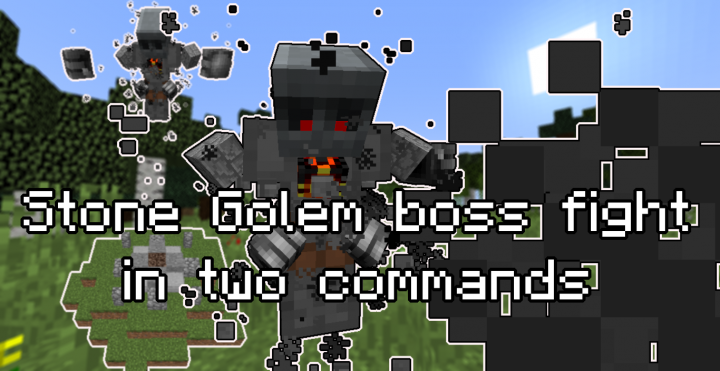 Stone golem boss fight in two commands Minecraft Map