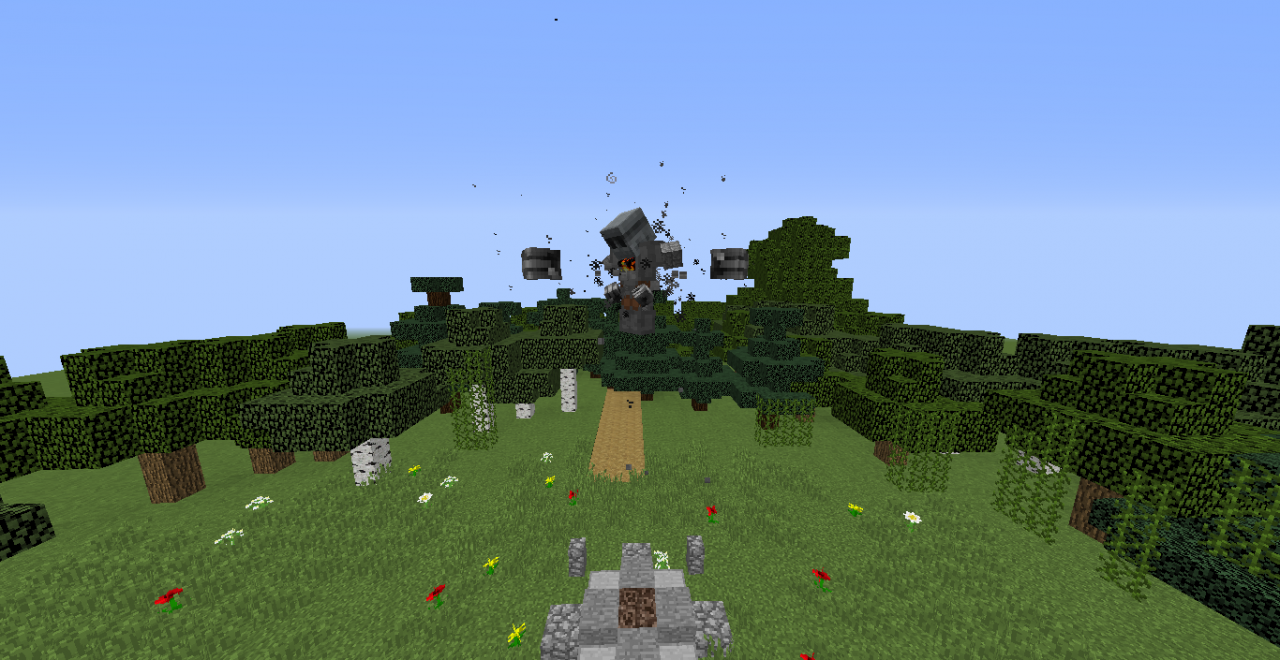 Stone golem boss fight in two commands Minecraft Map