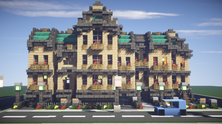 European Housing Building with Interior Minecraft Map