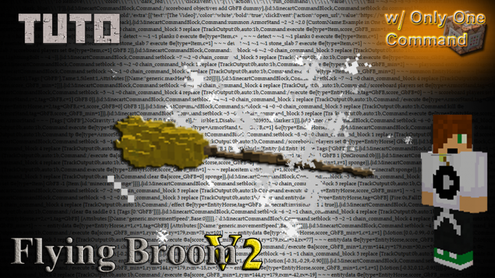 [OneCmd] Flying Broom V2 w/ only one command Minecraft Map