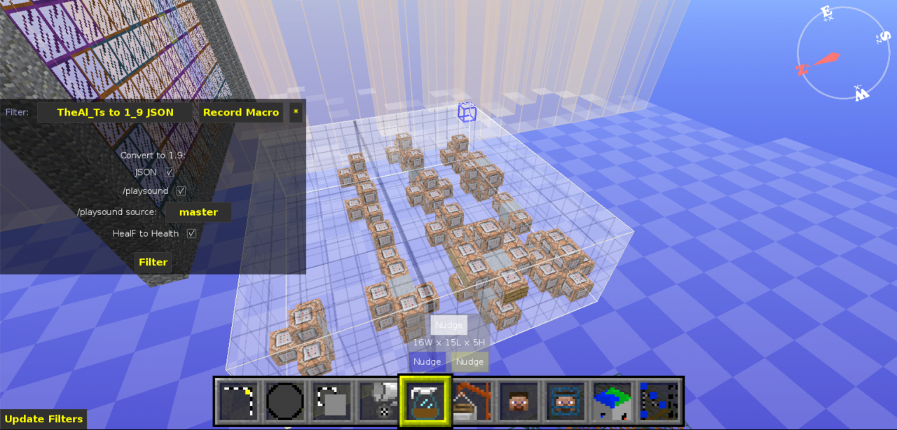1.8 to 1.9 JSON and /playsound MCEdit filter Minecraft Mod