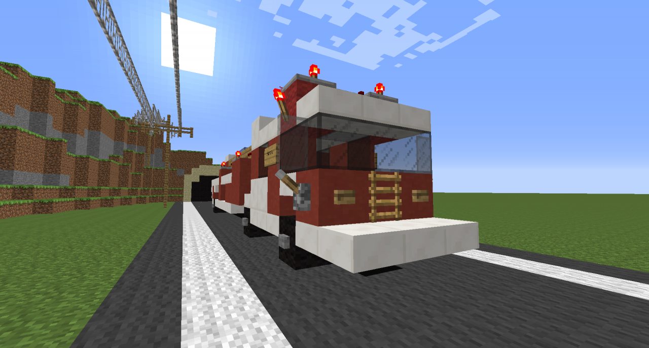 Long Ladder Fire Truck | Tiller Truck [v2] Minecraft Map