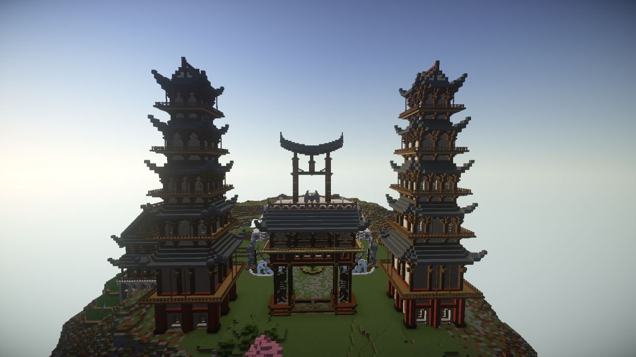 [Mobin] Asian-Themed spawn; Temple Build Minecraft Map
