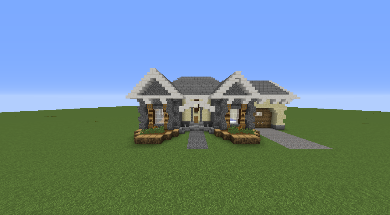 Sandstone & Cobblestone Suburban House Minecraft Map