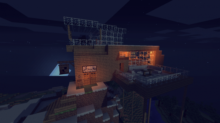 House on the high mountain (snowy-cold terrain) Minecraft Map