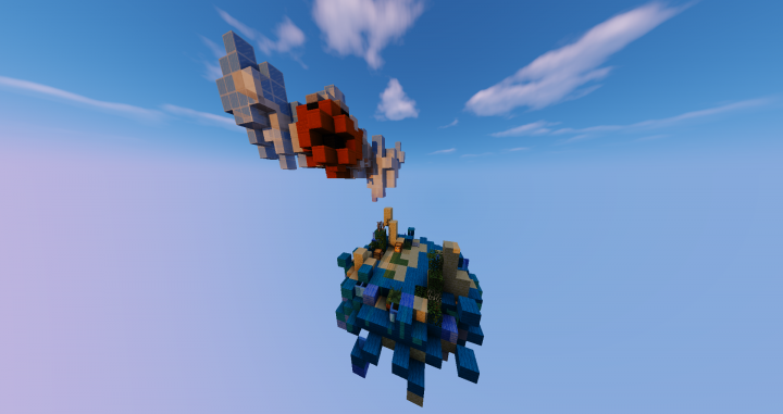 Fish on a Flying Island Fantasy Minecraft Map