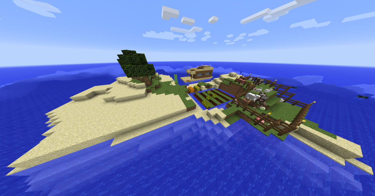 Small starter boathouse on small island Minecraft Map