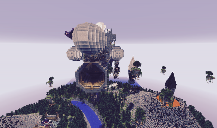 Steampunk Flying City Spawn - Popreal! Minecraft Map