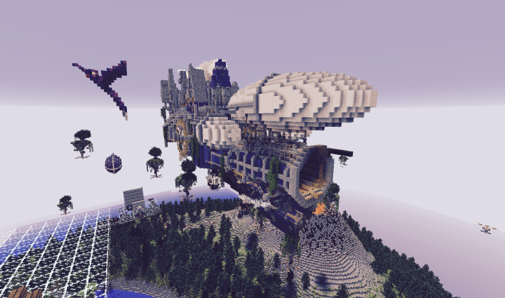 Steampunk Flying City Spawn - Popreal! Minecraft Map