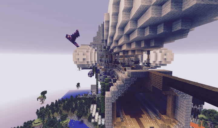Steampunk Flying City Spawn - Popreal! Minecraft Map