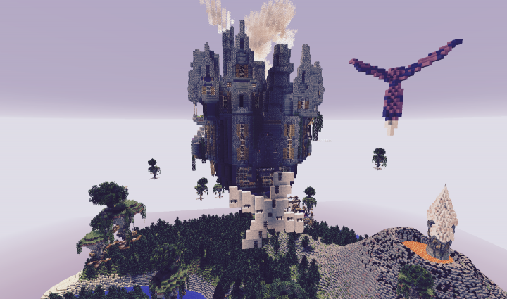 Steampunk Flying City Spawn - Popreal! Minecraft Map