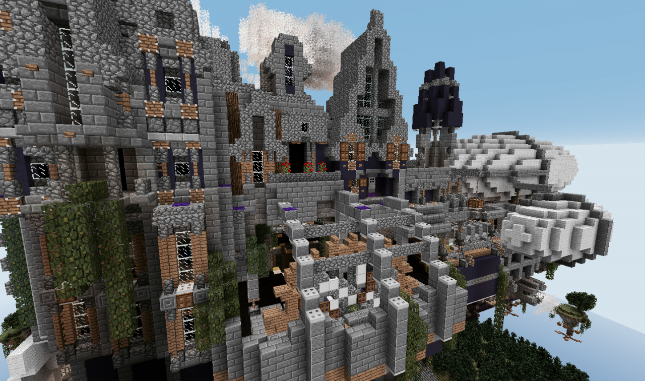 Steampunk Flying City Spawn - Popreal! Minecraft Map
