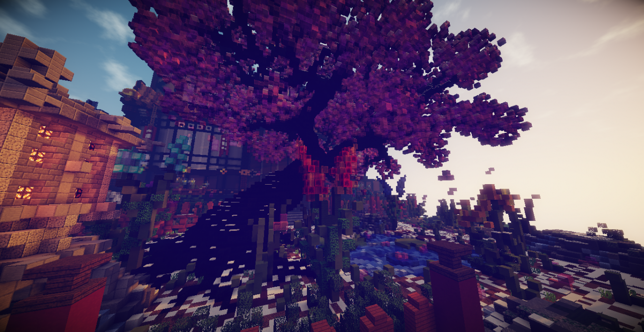 The Ancient Sakura Tree of the Snow Garden Minecraft Map