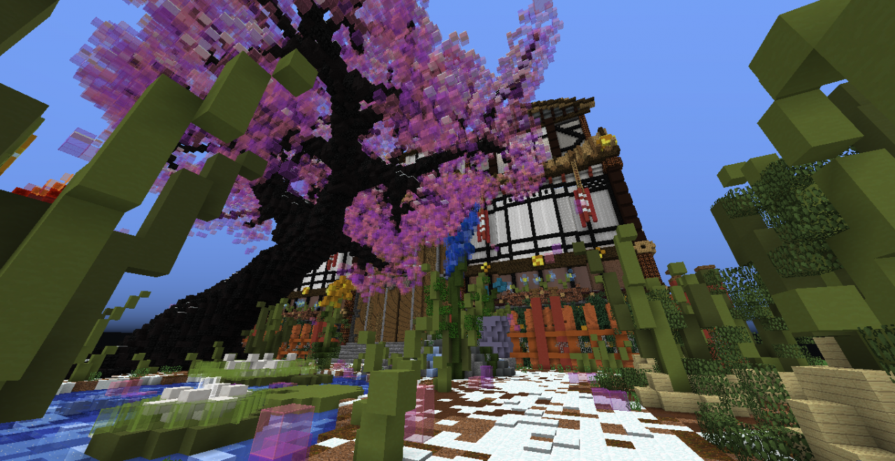 The Ancient Sakura Tree of the Snow Garden Minecraft Map