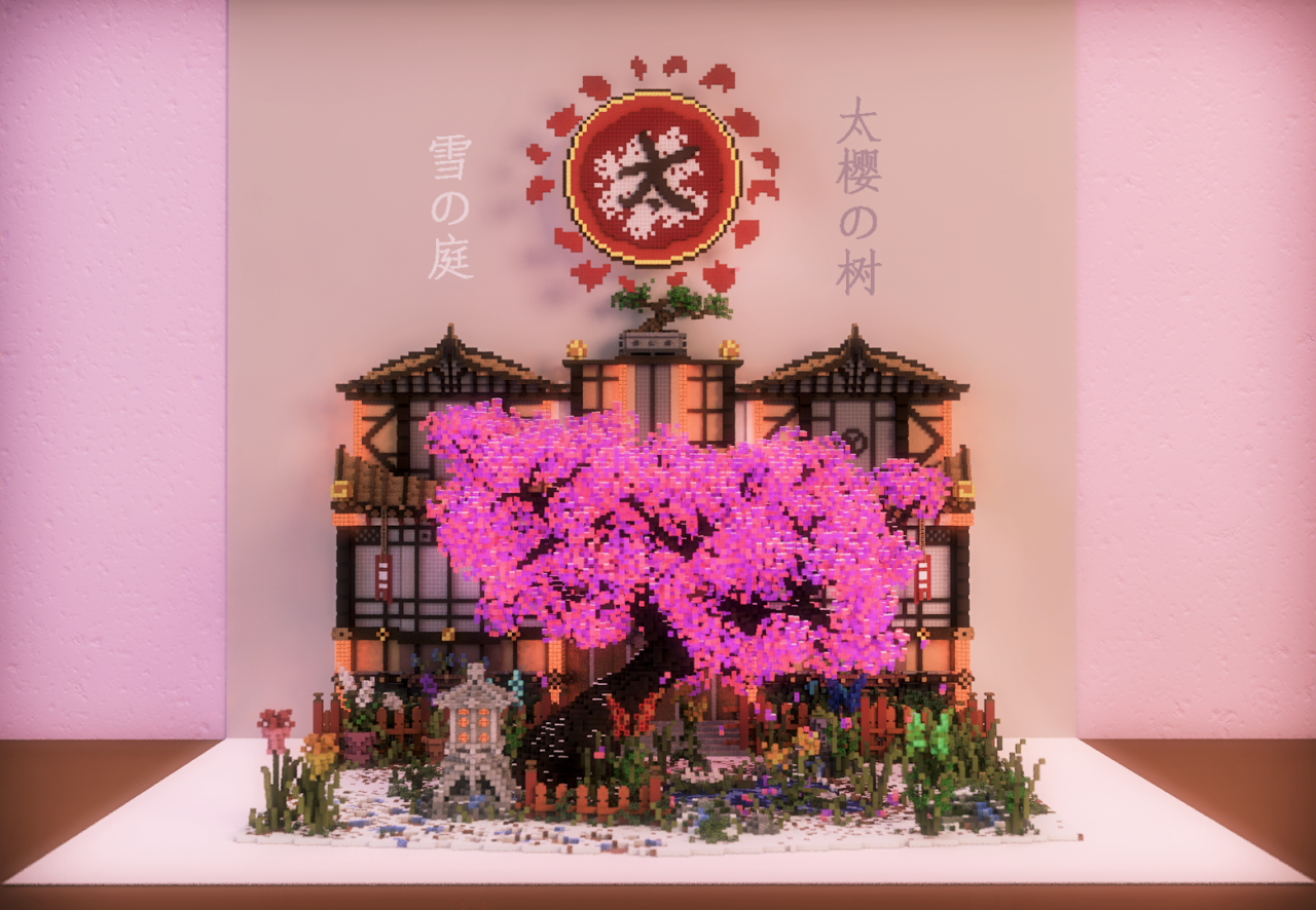 The Ancient Sakura Tree of the Snow Garden Minecraft Map