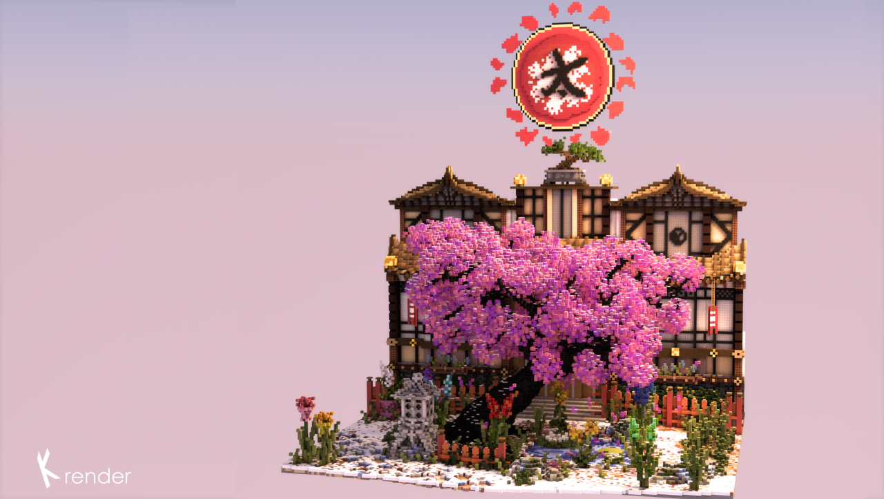 The Ancient Sakura Tree of the Snow Garden Minecraft Map