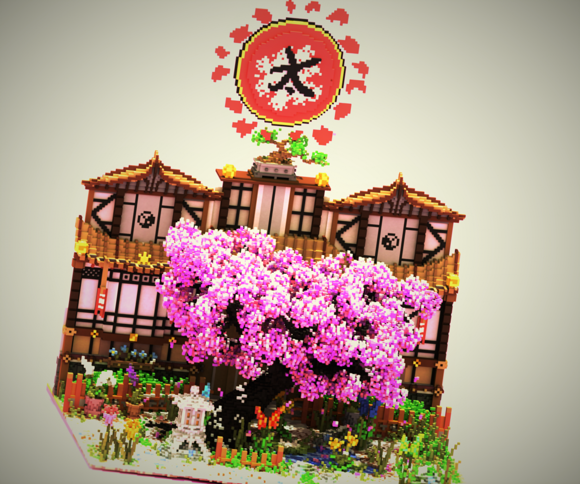The Ancient Sakura Tree of the Snow Garden Minecraft Map