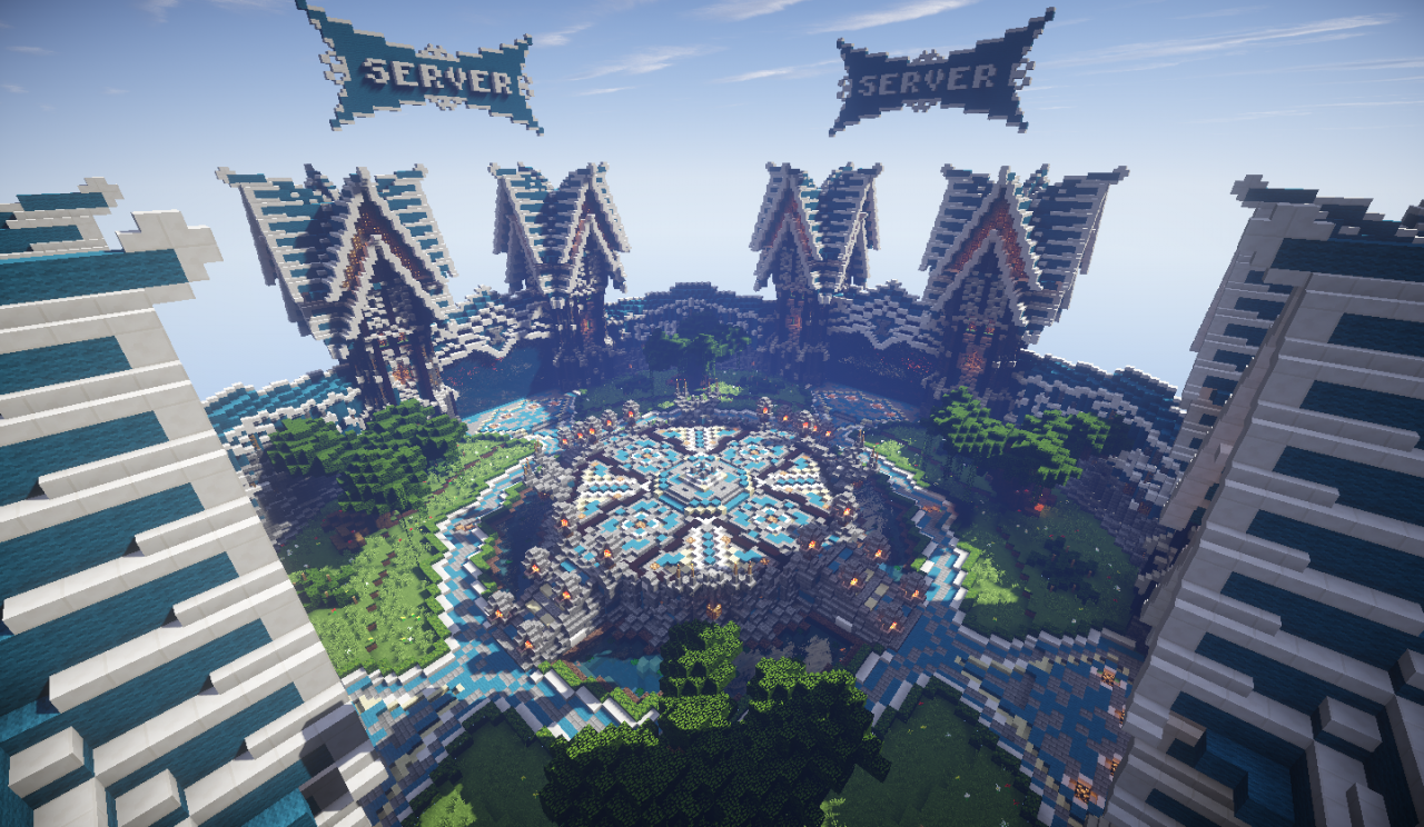 HUB 4 portals "CYAN CASTLE" Minecraft Map