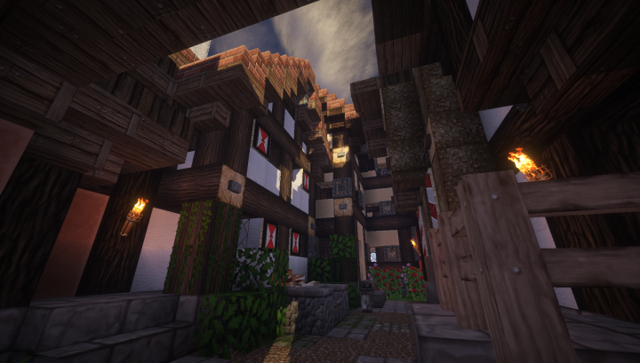 Download a group of medieval half-timbered houses "Gronkh-Hof" Minecraft Map