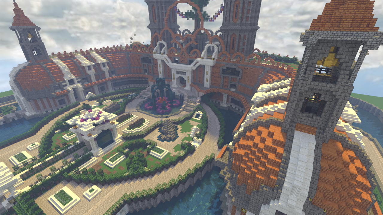 Server spawn mansion with nice garden and interior Minecraft Map