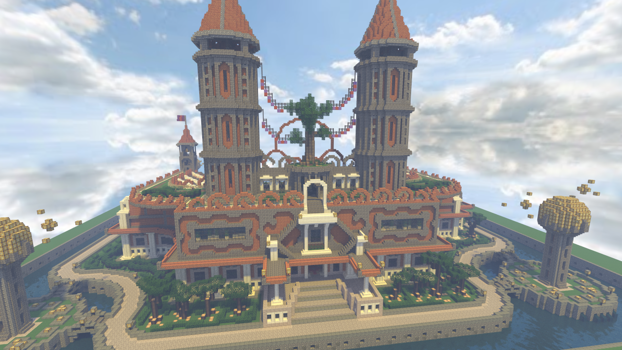 Server spawn mansion with nice garden and interior Minecraft Map