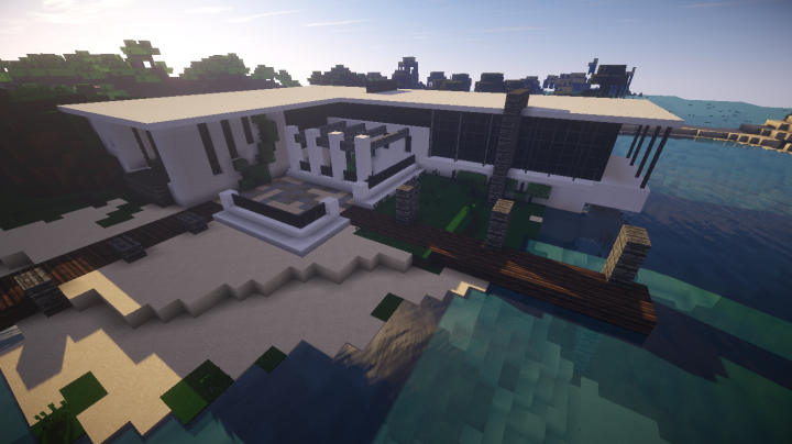 Small Modern Beach House With Speedboat Minecraft Map
