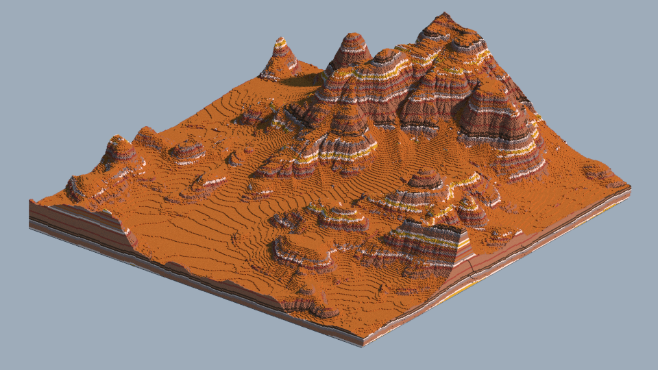 500x500 Mesa Terrain Minecraft Map
