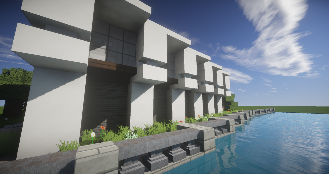 Modern Riverside Apartment Building Minecraft Map