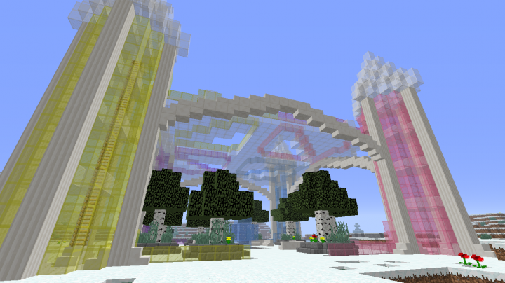 Stained Glass and Quartz Ice Biome Castle Minecraft Map