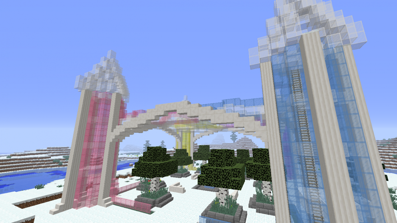 Stained Glass and Quartz Ice Biome Castle Minecraft Map