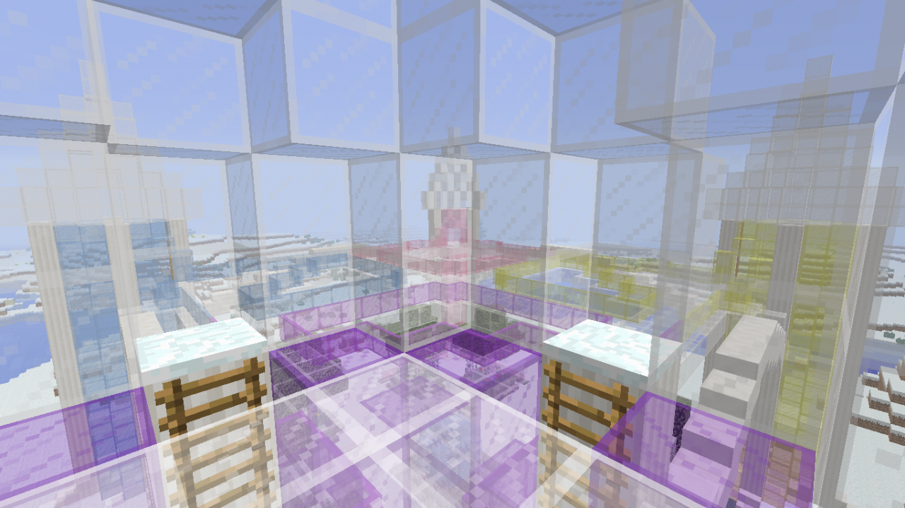 Stained Glass and Quartz Ice Biome Castle Minecraft Map