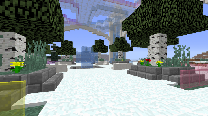 Stained Glass and Quartz Ice Biome Castle Minecraft Map