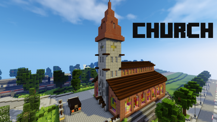 Church With Courtyard And Hearse Minecraft Map