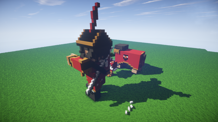 The Red Captain with crew; 3D figures Minecraft Map