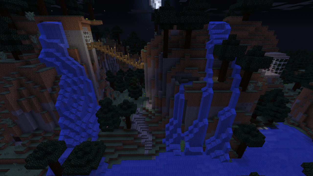 Waterfall mountain house - With overlook Minecraft Map