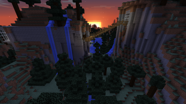 Waterfall mountain house - With overlook Minecraft Map