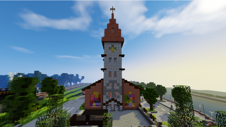 Church With Courtyard And Hearse Minecraft Map