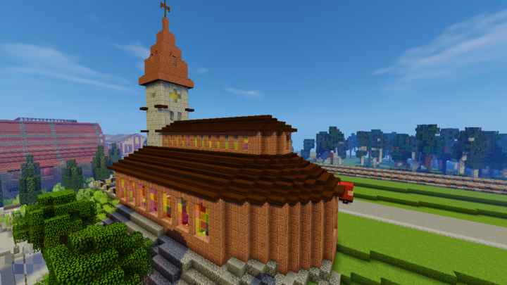 Church With Courtyard And Hearse Minecraft Map