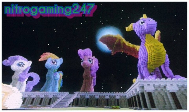 3D ponies and plaza on survival Minecraft Map