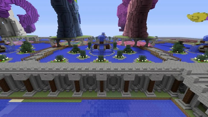 3D ponies and plaza on survival Minecraft Map