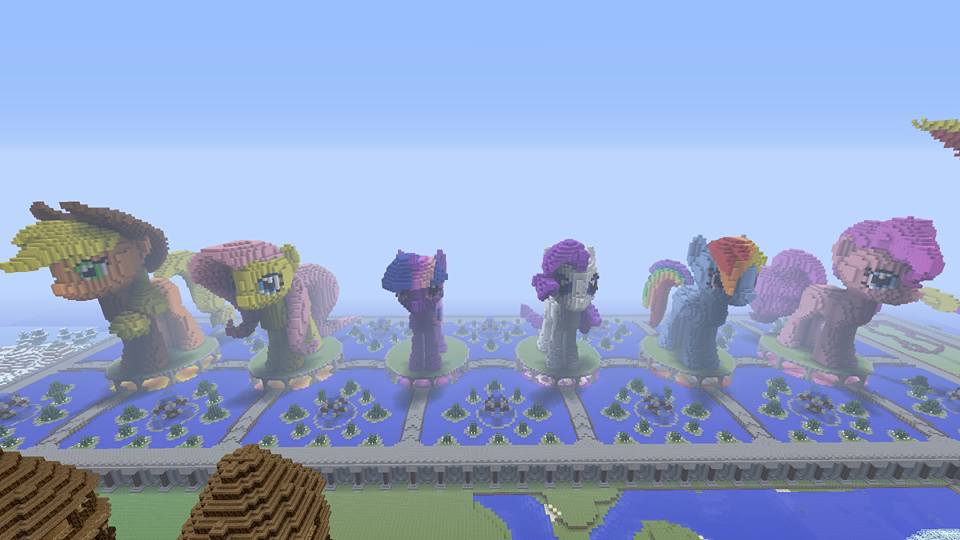 3D ponies and plaza on survival Minecraft Map