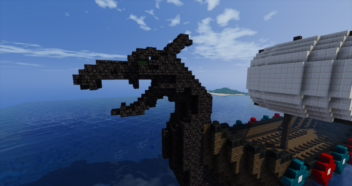Giant Dragon Head Viking Boat Minecraft Map