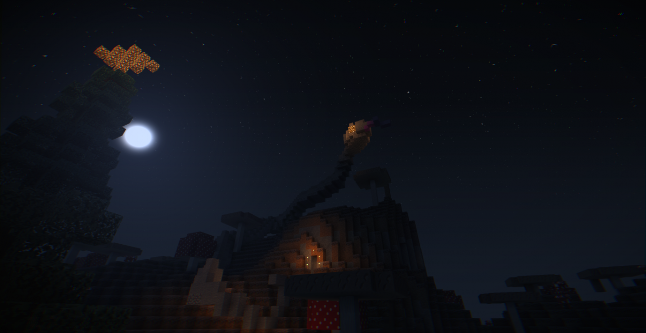 Giant Serpent Statue over my Mushroom Isle Colony Minecraft Map