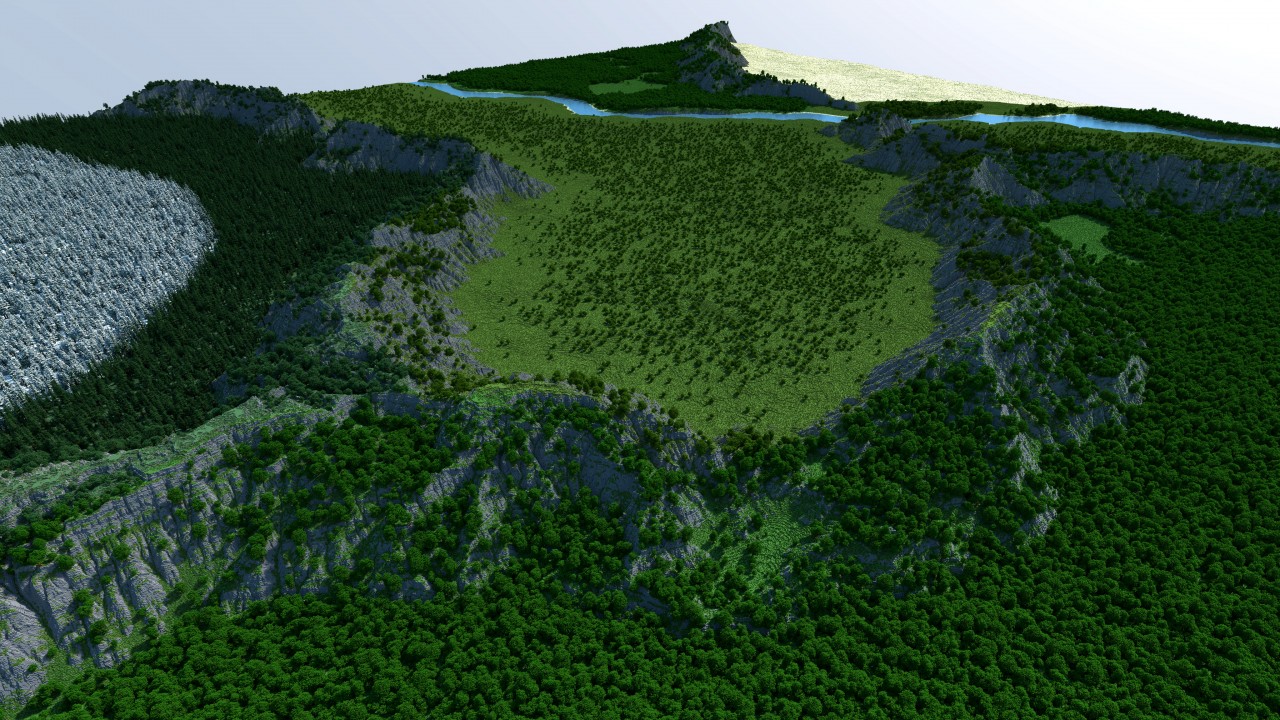 5k by 5k Custom Terrain: Oak, Forest, Plains, and Desert w/ River Minecraft Map